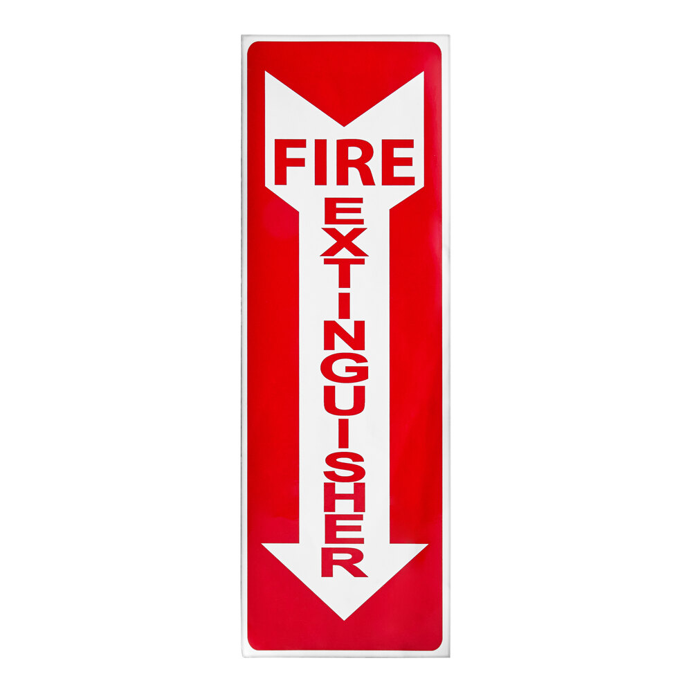 Lavex 12" x 4" Red / White Adhesive Vinyl "Fire Extinguisher" Safety ...