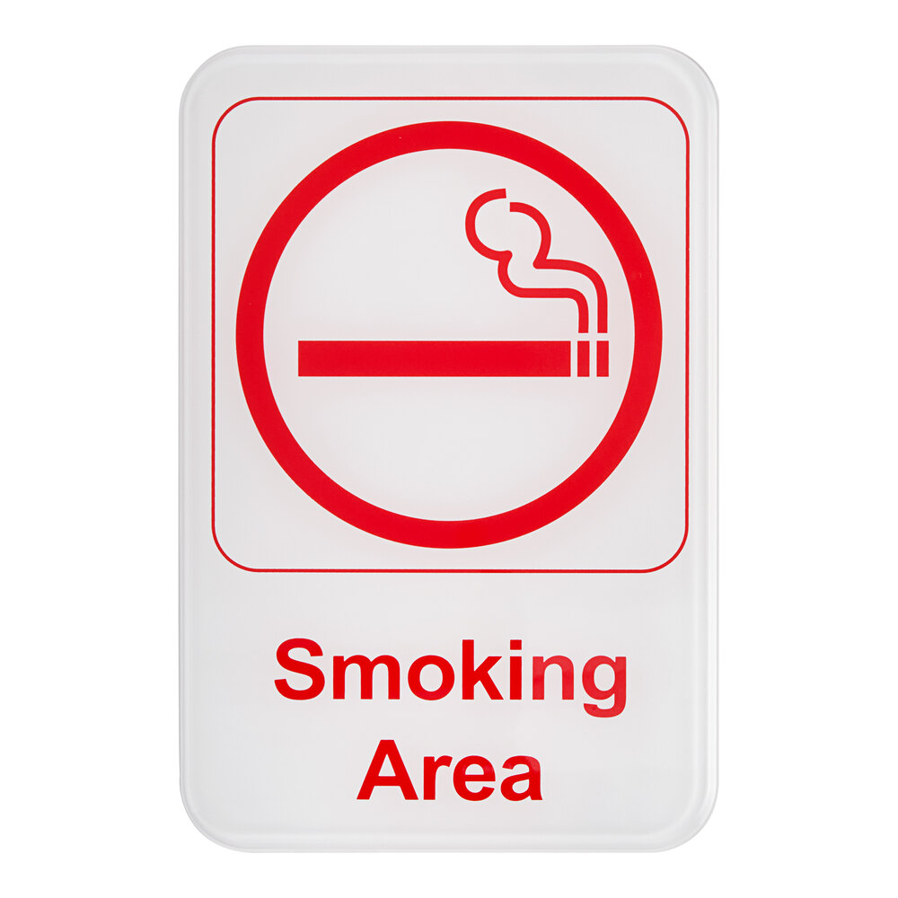 Lavex 9" x 6" Red and White Smoking Area Sign