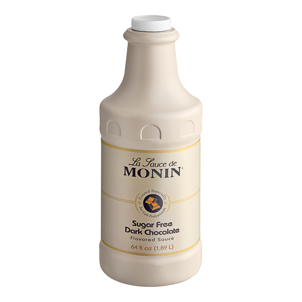 Monin Sugar-Free Dark Chocolate Flavoring Sauce 64 fl. oz. - 4/Case