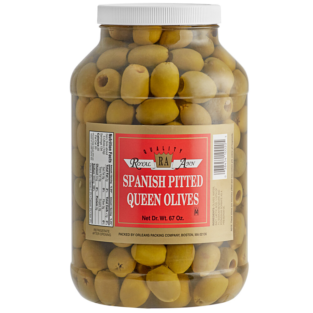 Spanish Pitted Queen Olives 1 Gallon (67 oz. Dr. Wt.) - 100/110 Count ...