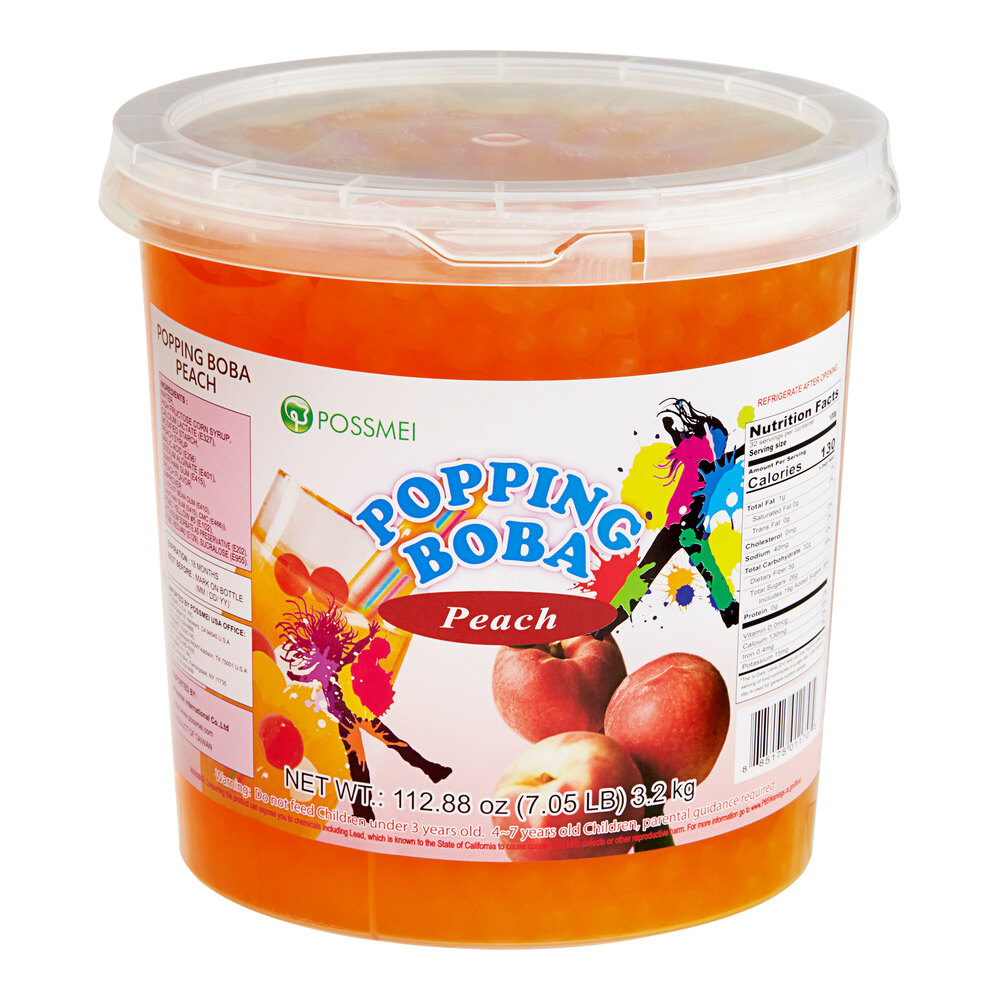 Possmei Peach Popping Boba 7.05 lb. - 4/Case