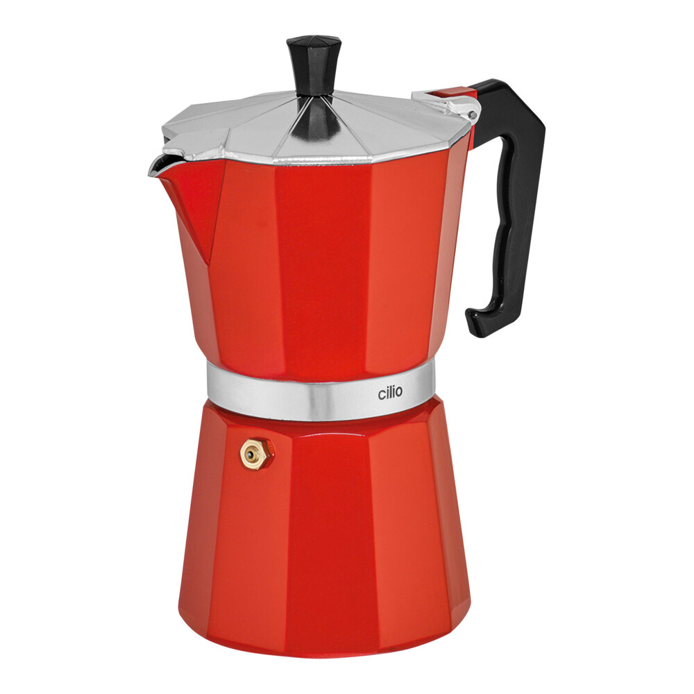 Cilio 15 oz. Classic Red Moka Pot / Stovetop Espresso Maker C321319