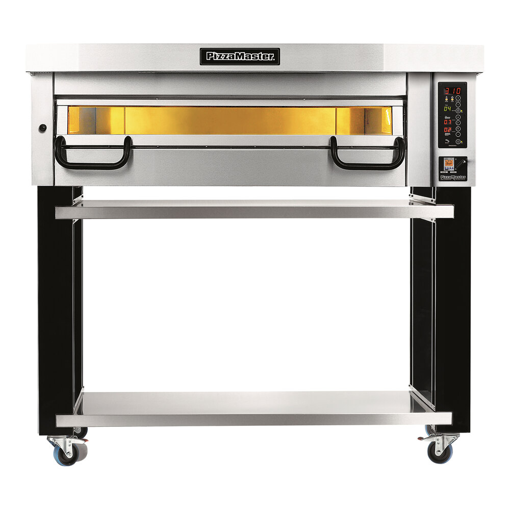 PizzaMaster PM931ED 54 5/16" x 36 3/16" Electric Single Deck Pizza Oven with Stand - 208V, 3 ...