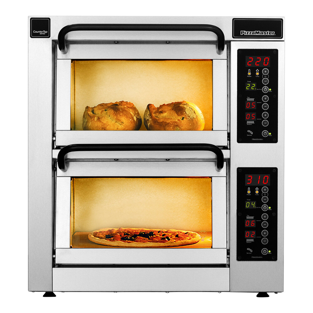 PizzaMaster PM452ED 18 1/8" x 18 1/8" Electric Double Deck Countertop Pizza Oven - 208V, 3 Phase ...