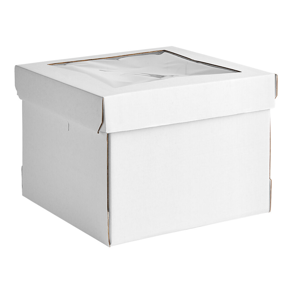 Southern Champion 16" x 16" x 12" White Cake Box with Window - 4/Pack