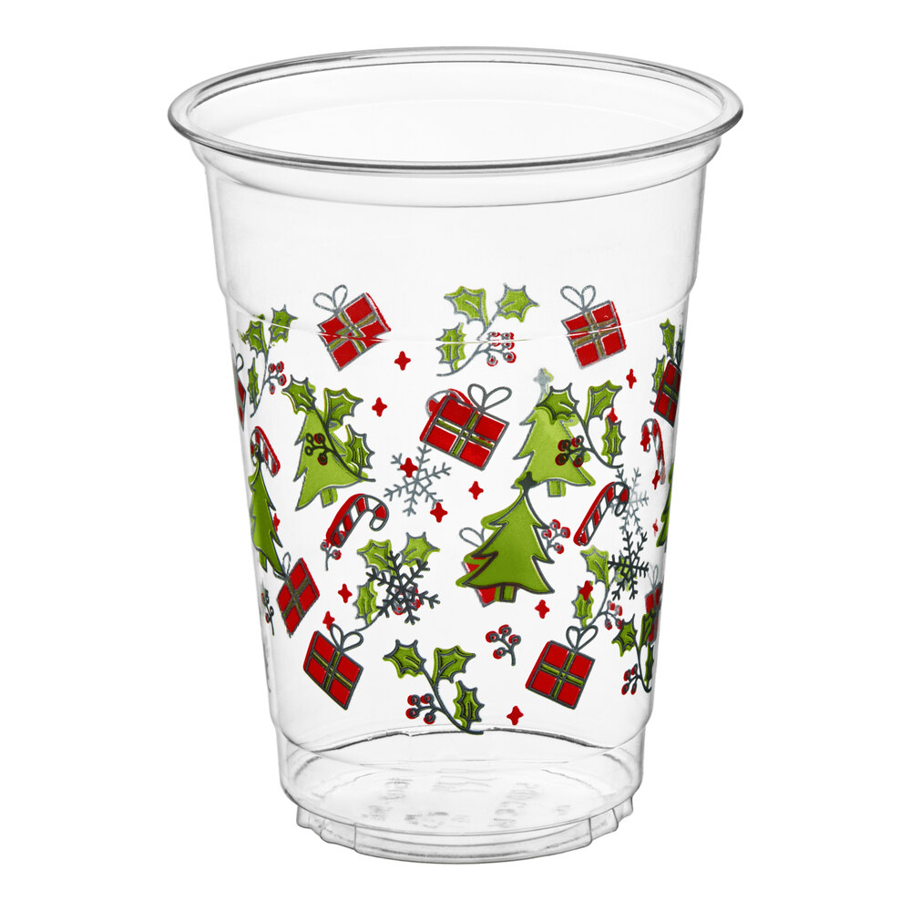 Choice 16 oz. Holiday PET Plastic Cold Cup - 50/Pack