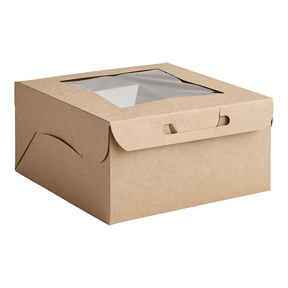 Southern Champion 10" x 10" x 5" Kraft Cake / Bakery Box with Window ...