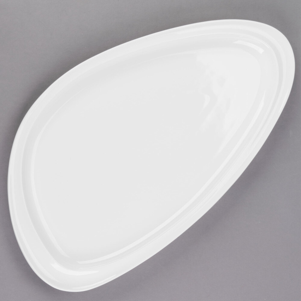 Libbey Slenda 16" x 9 1/4" Triform Royal Rideau White Porcelain Plate ...