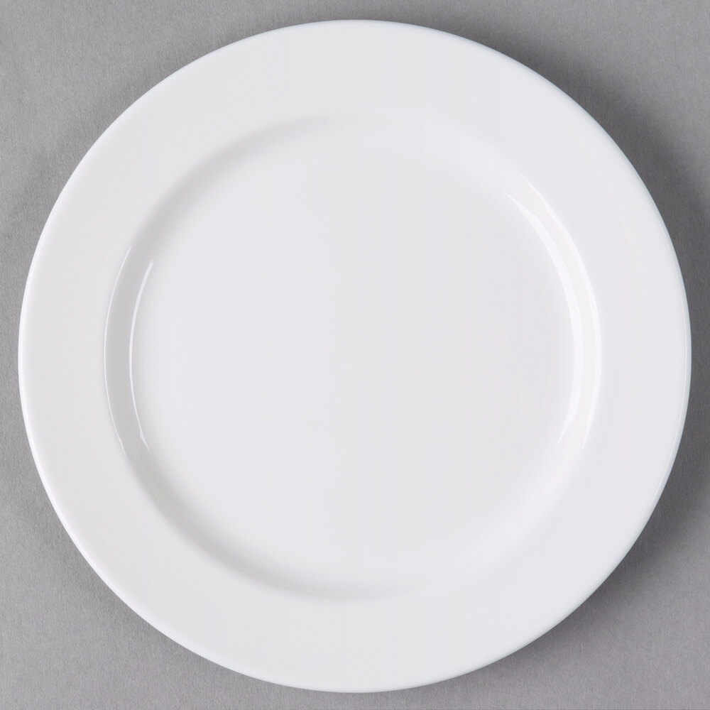 Libbey Slenda 7 1/4" Round Royal Rideau White Medium Rim Porcelain ...