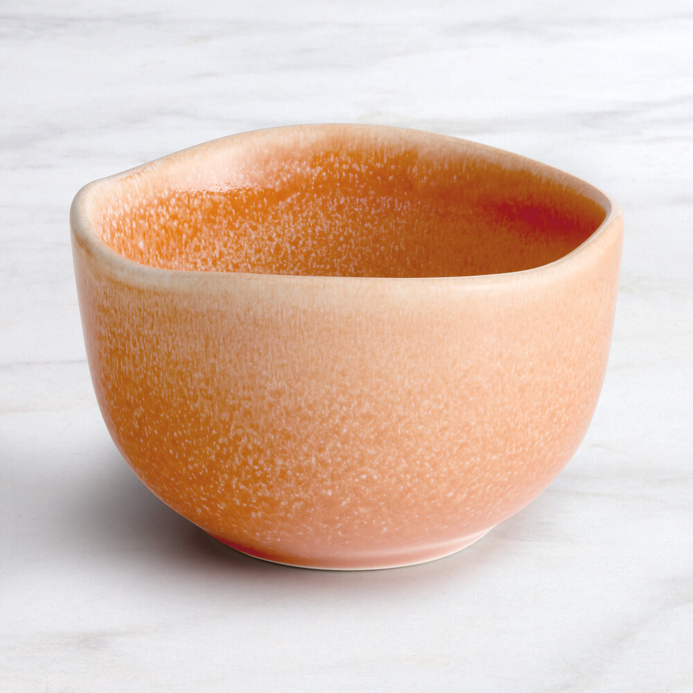 Acopa Highlands 8 oz. Round Primrose Peach China Bouillon Cup - 24/Case