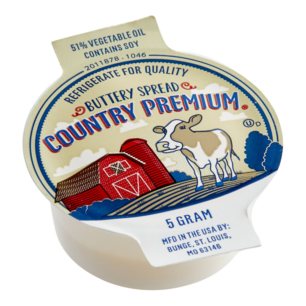 Bunge Country Premium Buttery Spread Portion Cups 5 Grams - 900/Case