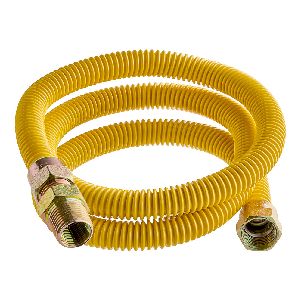Eastman 20YE505048B 48" Yellow Epoxy-Coated Gas Connector Hose - 1/2" O.D.