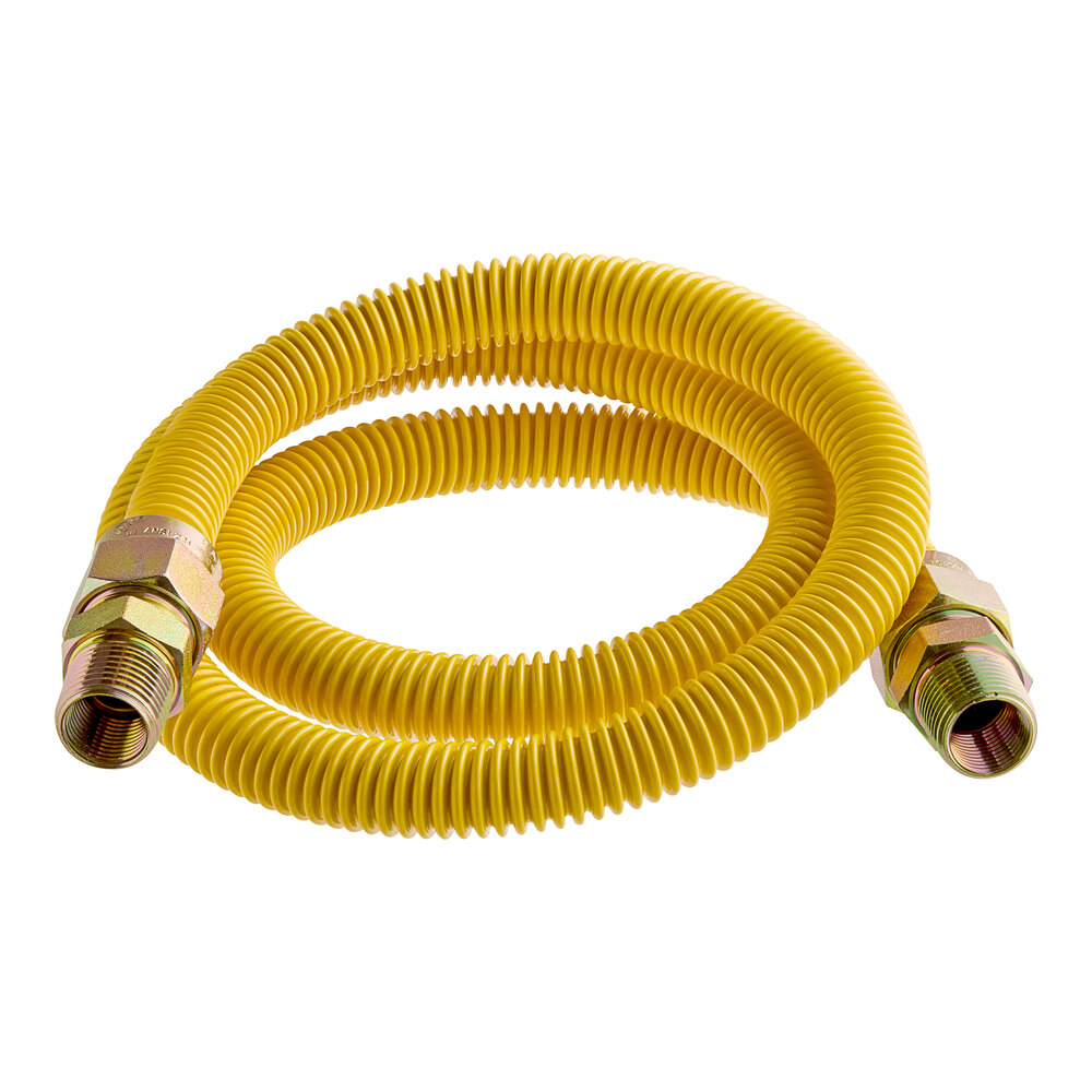 Eastman 30YE505048B 48" Yellow Epoxy-Coated Gas Connector Hose - 5/8" O.D.