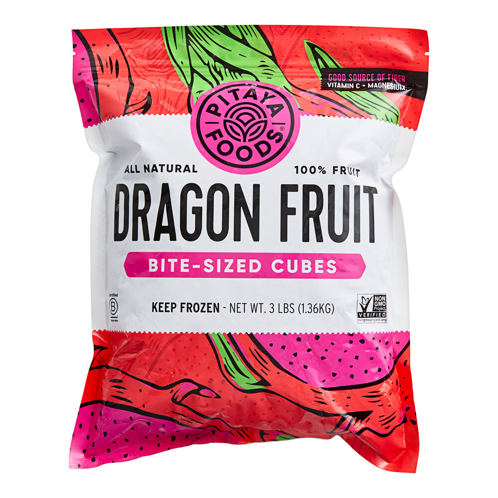 Pitaya Foods IQF Natural Dragon Fruit Snack-Sized Pieces 3 lb. - 12/Case
