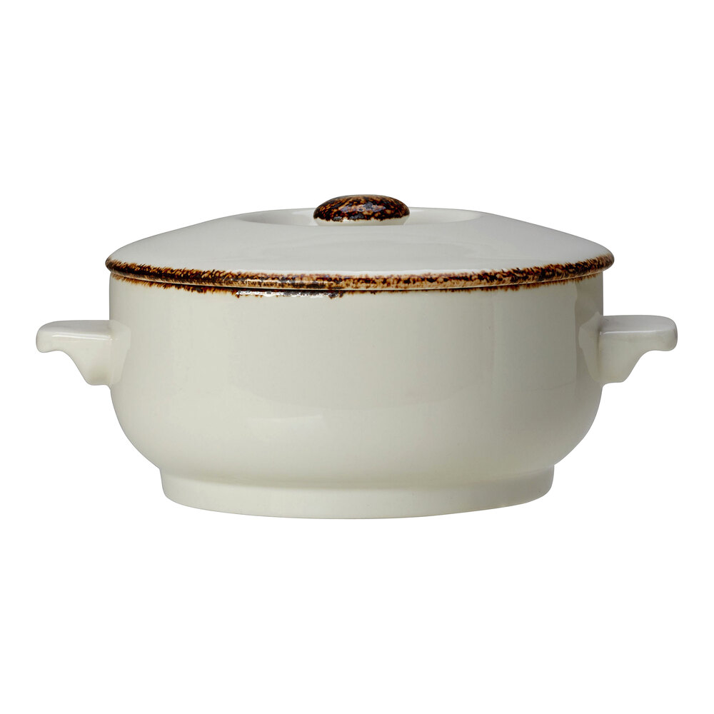 Steelite Performance Brown Dapple 15 oz. Soup Bowl Base with Lid - 6/Case