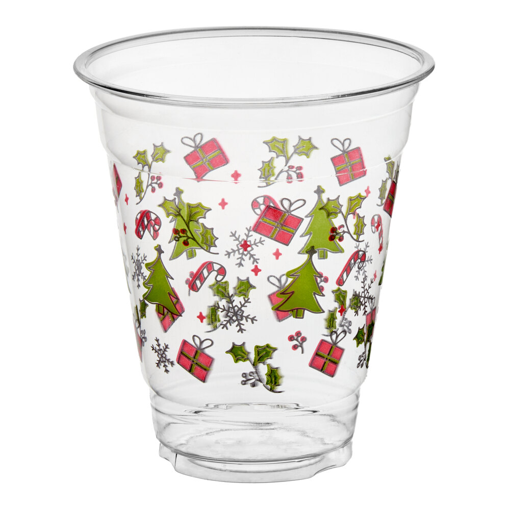 Choice 12 oz. Holiday PET Plastic Cold Cup - 50/Pack