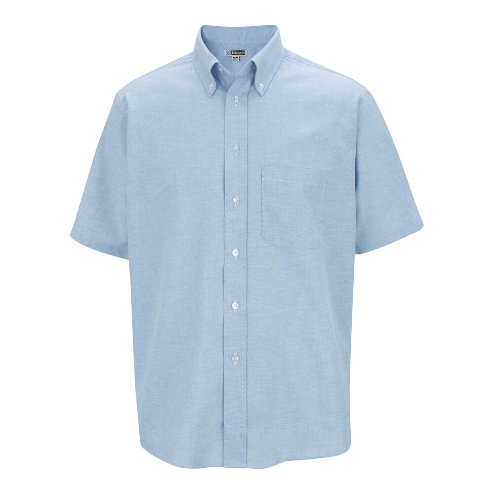 Edwards 1027 Men's Customizable Blue Short Sleeve Wrinkle-Resistant ...