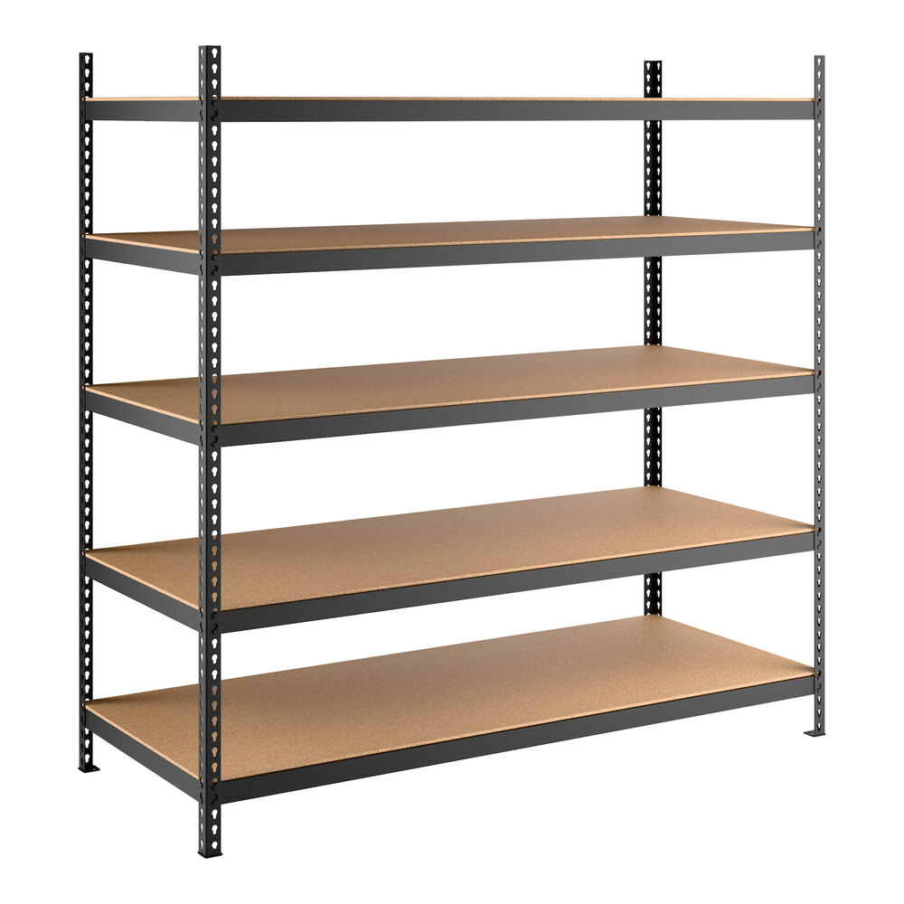 Lavex Pro 30" x 72" Black Heavy-Duty Beam 5-Shelf Boltless Double Rivet ...