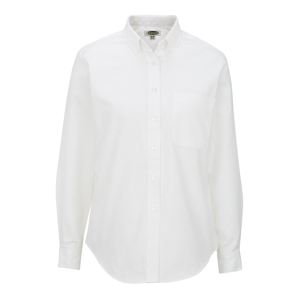 Edwards 5077 Women's Customizable White Long Sleeve Wrinkle-Resistant ...