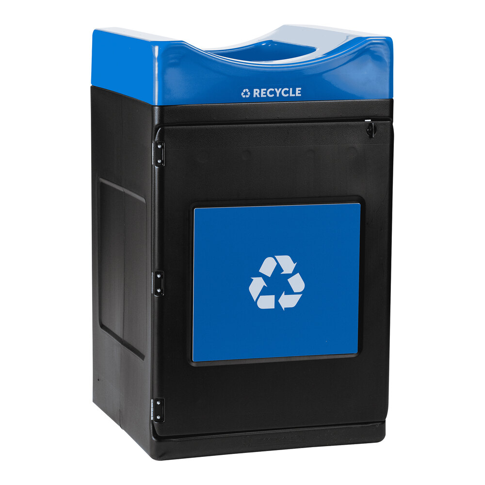 Commercial Zone Avante 55 Gallon Blue Polyethylene Square Indoor / Outdoor Modular Single-Stream ...