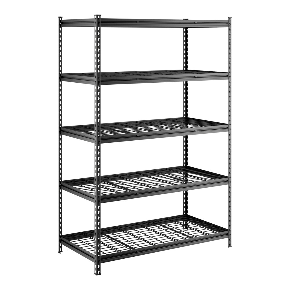 Lavex 24" x 48" Black Z-Beam 5-Shelf Boltless Double Rivet Wire ...