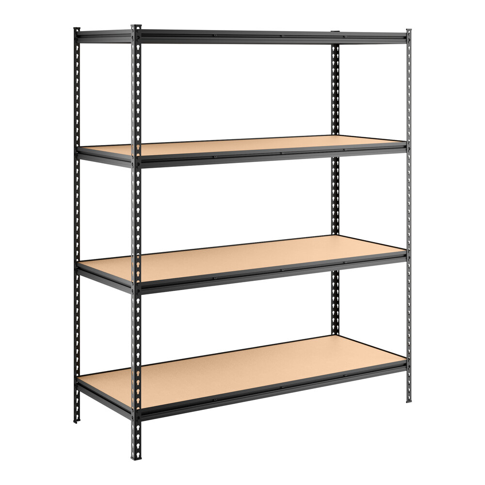 Lavex 24" x 60" Black Z-Beam 4-Shelf Boltless Double Rivet Particle ...