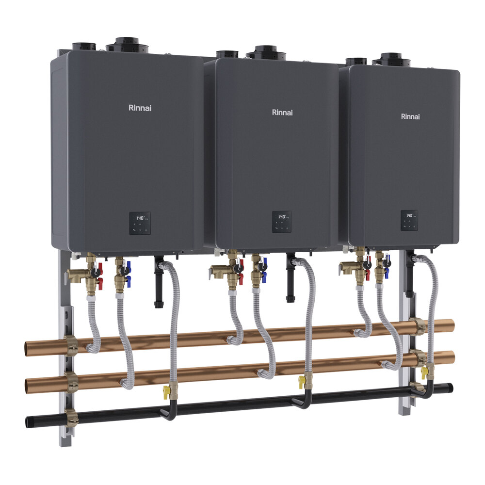 Rinnai TRW03CXPiN Wall-Mounted 3 Unit Tankless Rack System with SENSEI ...