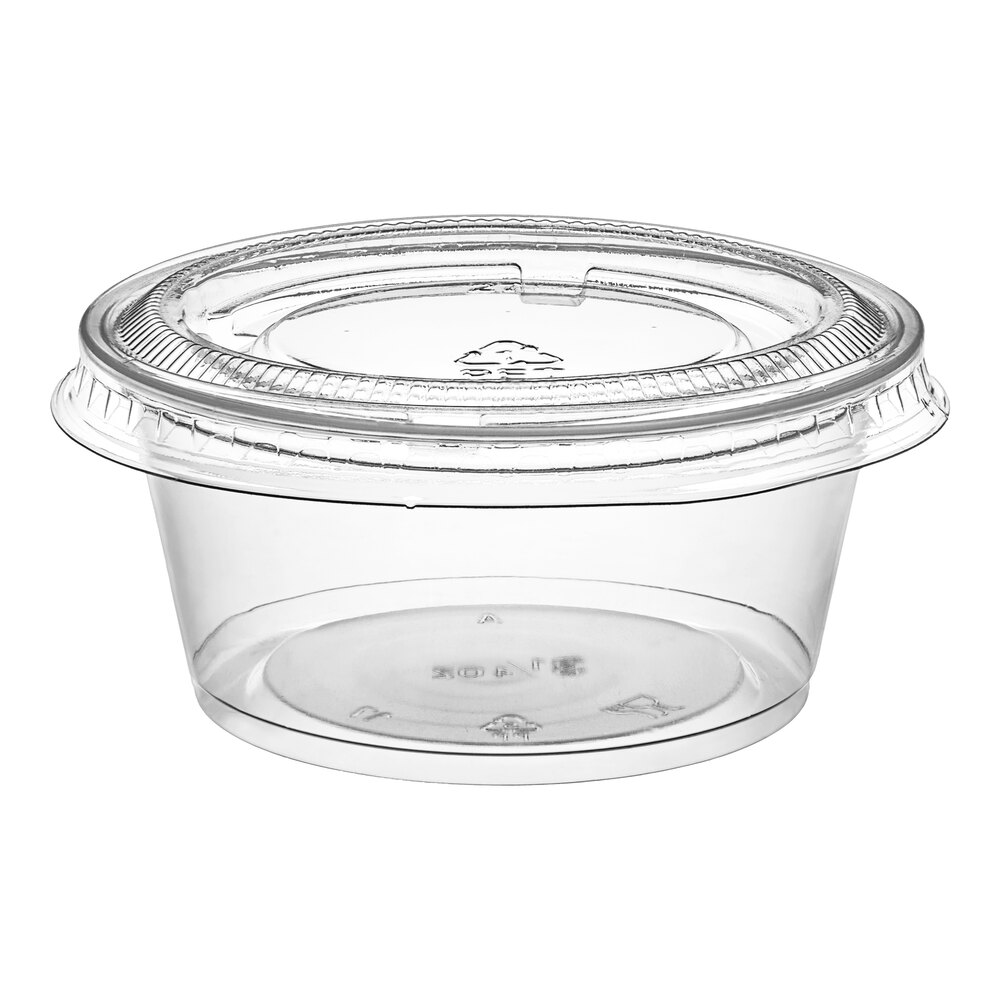 Choice 3.25 oz. Clear Plastic Souffle Cup / Portion Cup with PET ...