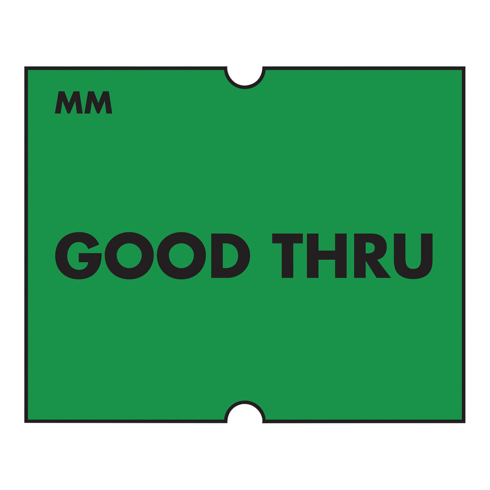 DayMark MoveMark™ 13/16" x 11/16" Removable Fluorescent Green "Good Thru" 1,000-Count Date Coder ...