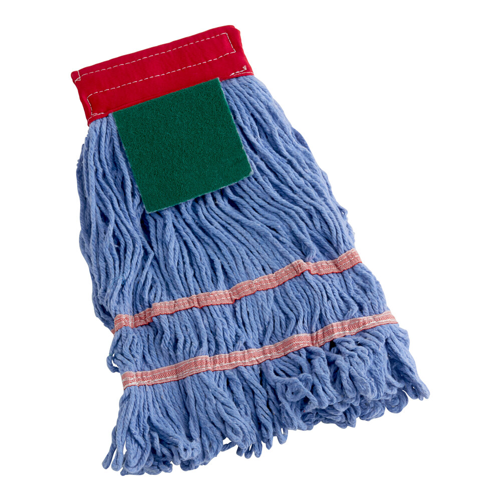 Lavex 15 oz. Blue Microfiber Looped End Wet Mop Head with 5" Red ...