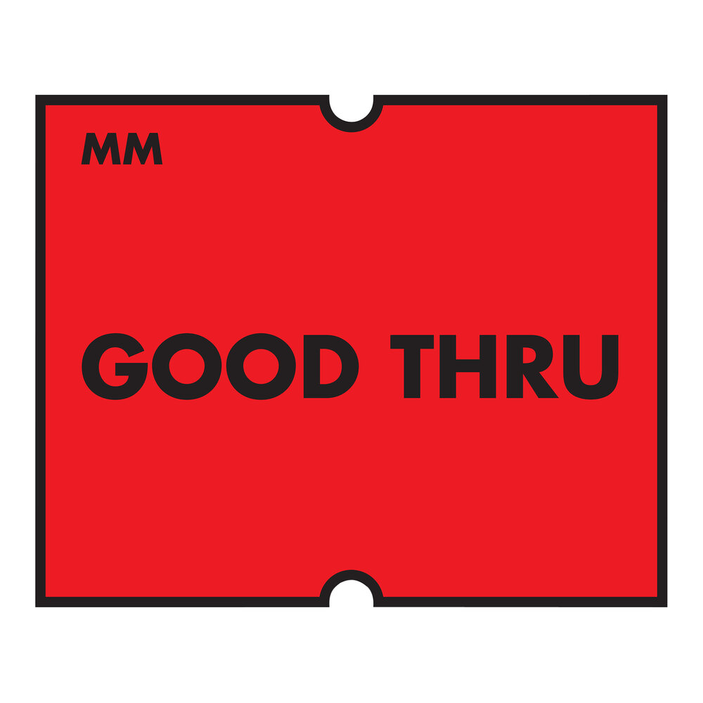 DayMark MoveMark™ 13/16" x 11/16" Removable Fluorescent Red "Good Thru ...