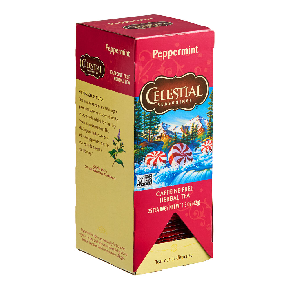 Celestial Seasonings Peppermint Herbal Tea Bags - 25/Box