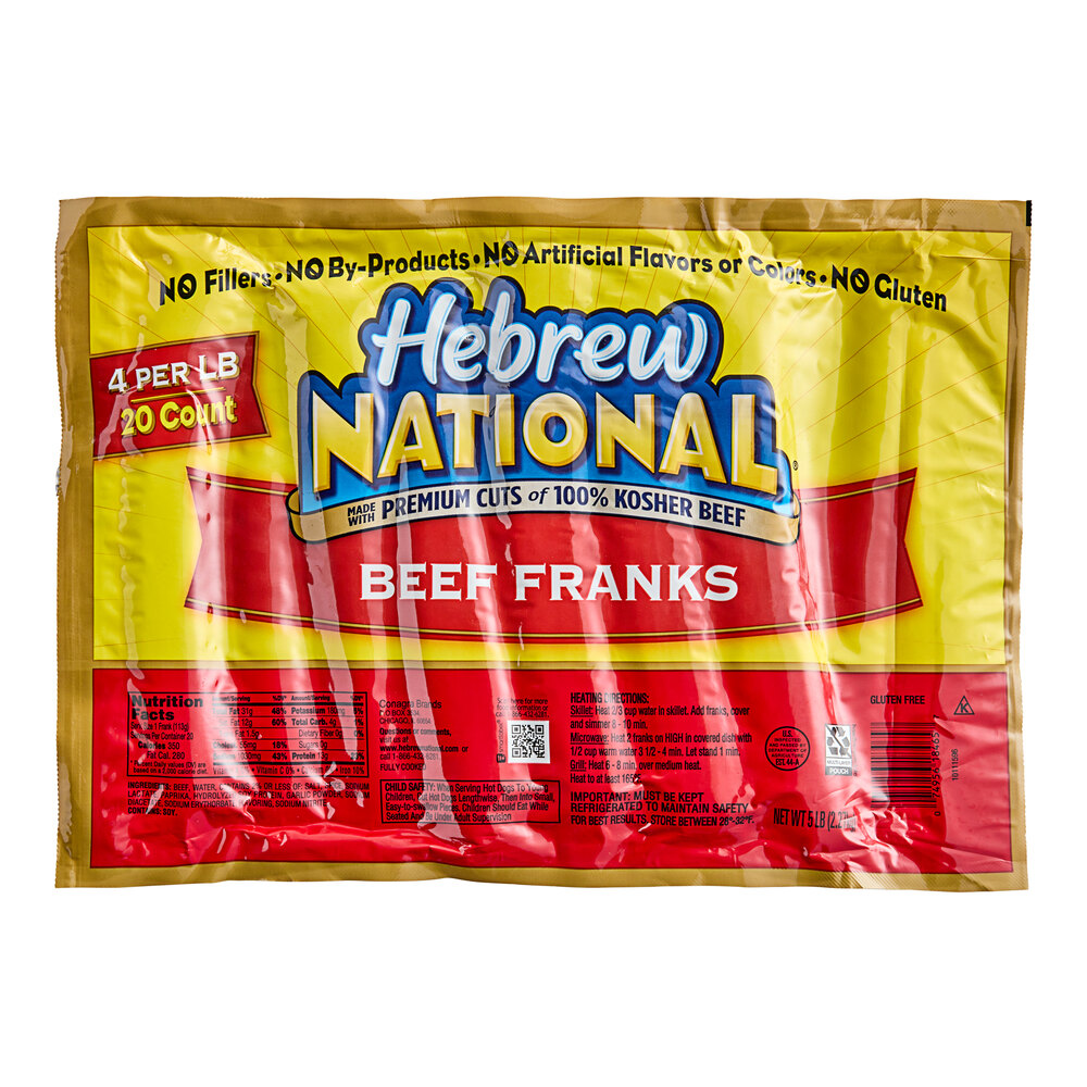 Hebrew National 7" 4/1 Beef Frank - 80/Case