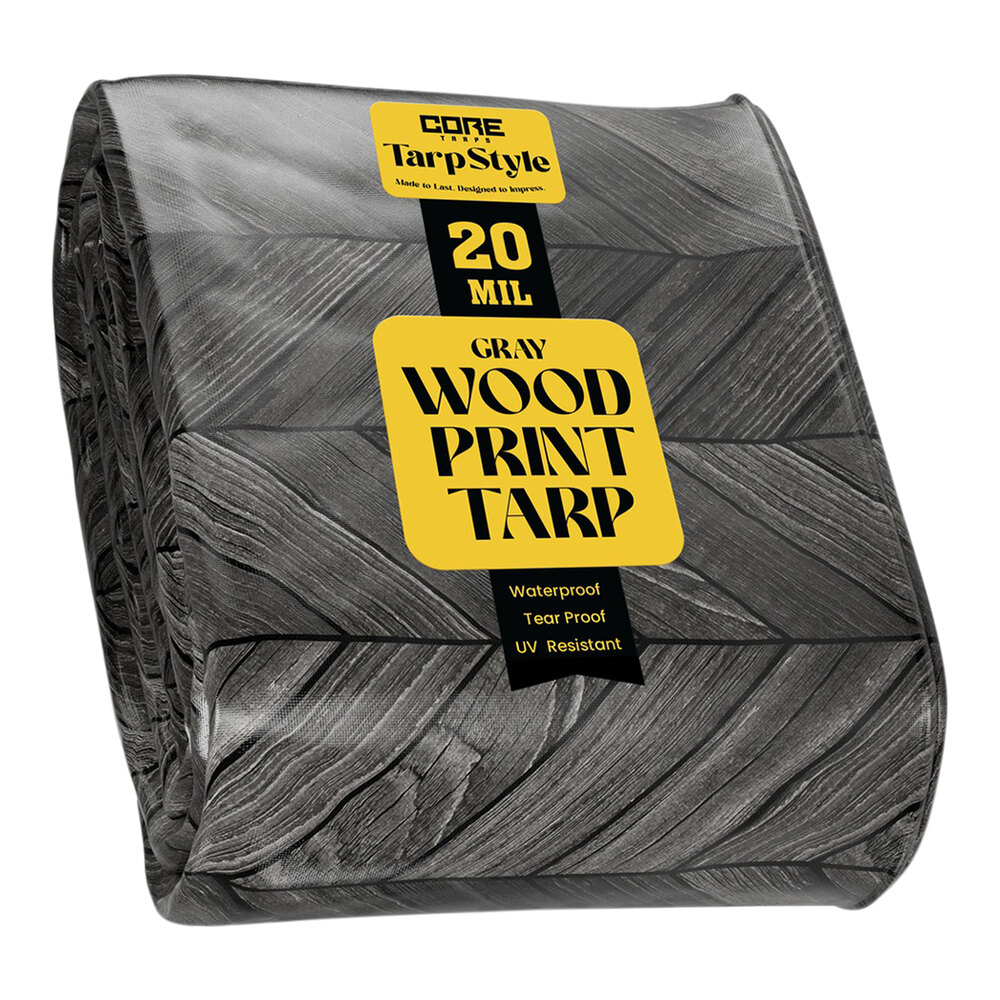 Core Tarps TarpStyle 30' x 30' Gray Wood Print Extreme Heavy-Duty ...