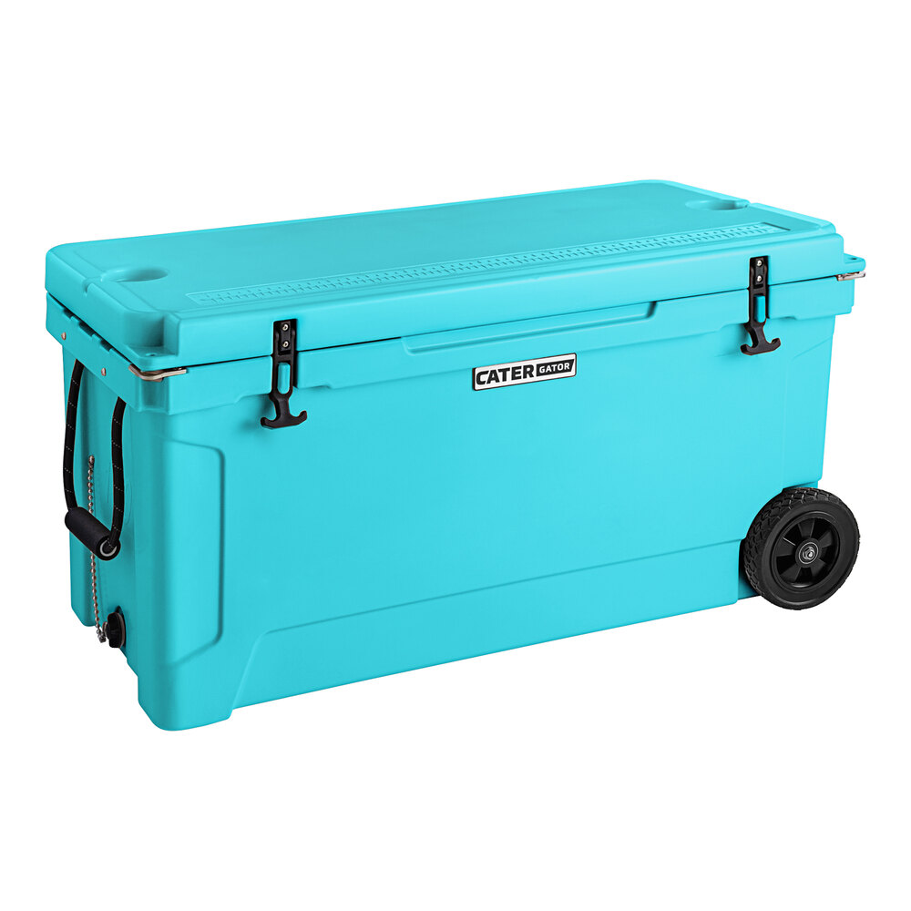 CaterGator CG100BLW Sky Blue 110 Qt. Mobile Rotomolded Outdoor Cooler ...
