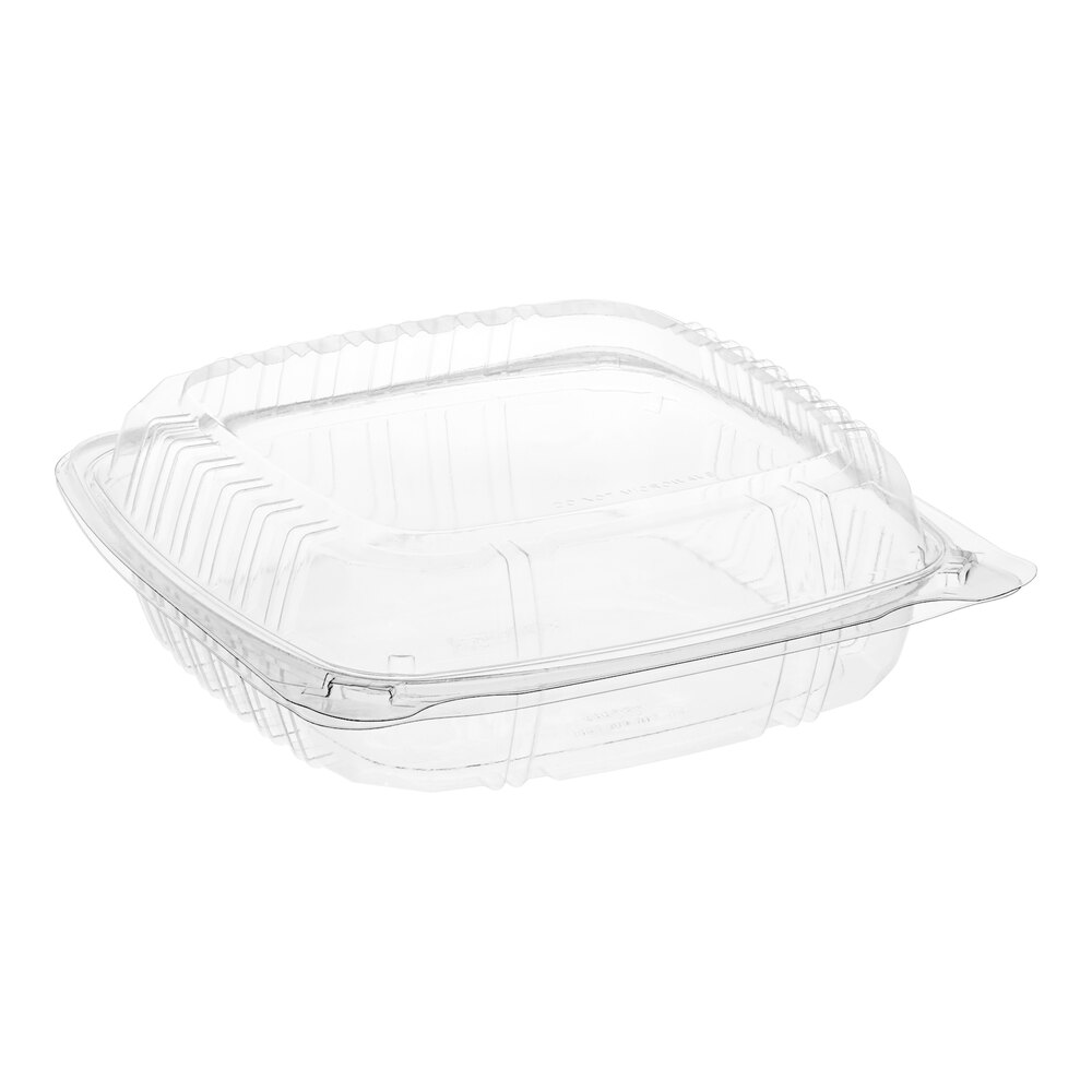 Choice 9" x 9" x 3" Clear Hinged Clamshell Container - 200/Case