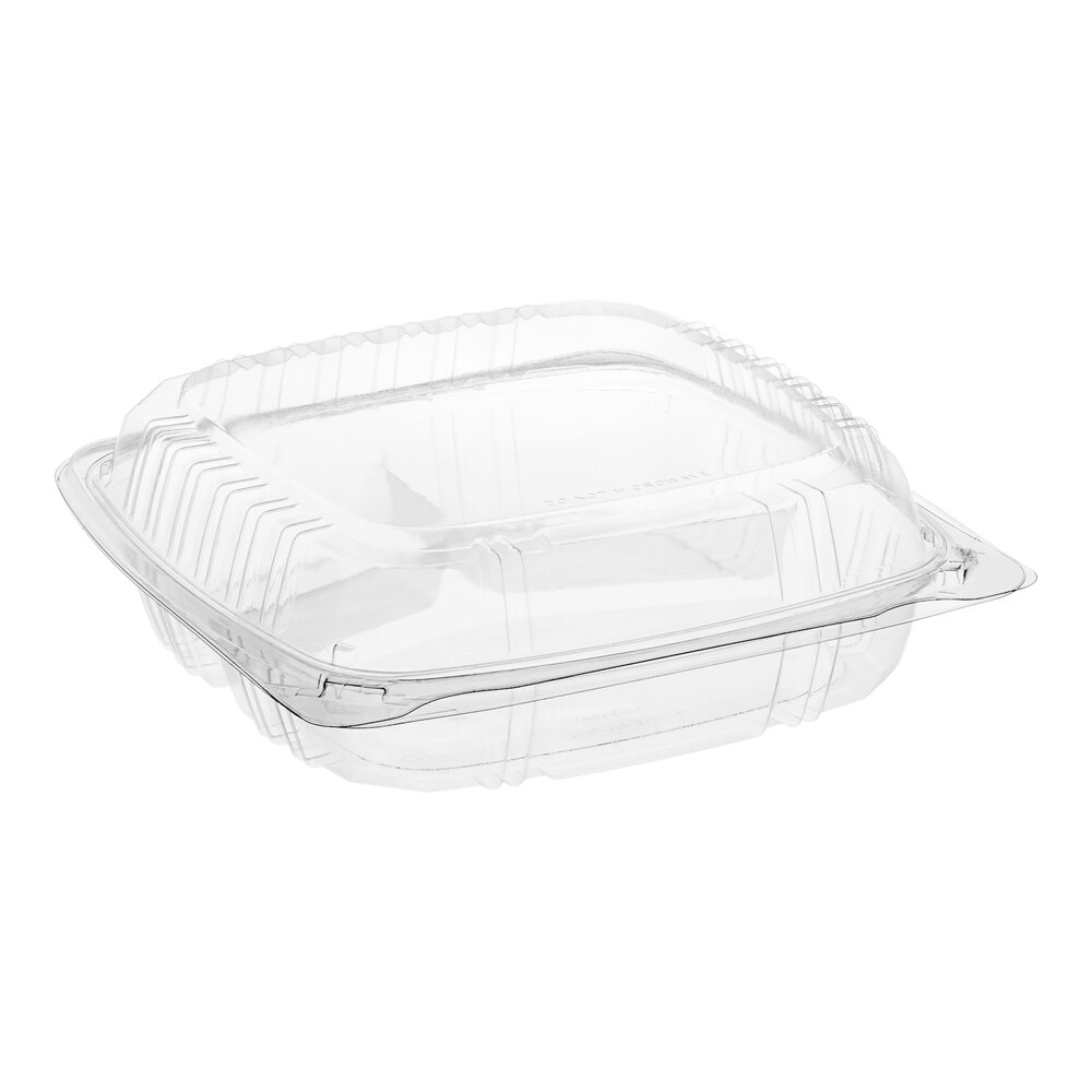 Choice 9" x 9" x 3" Clear Hinged 3-Compartment Clamshell Container ...