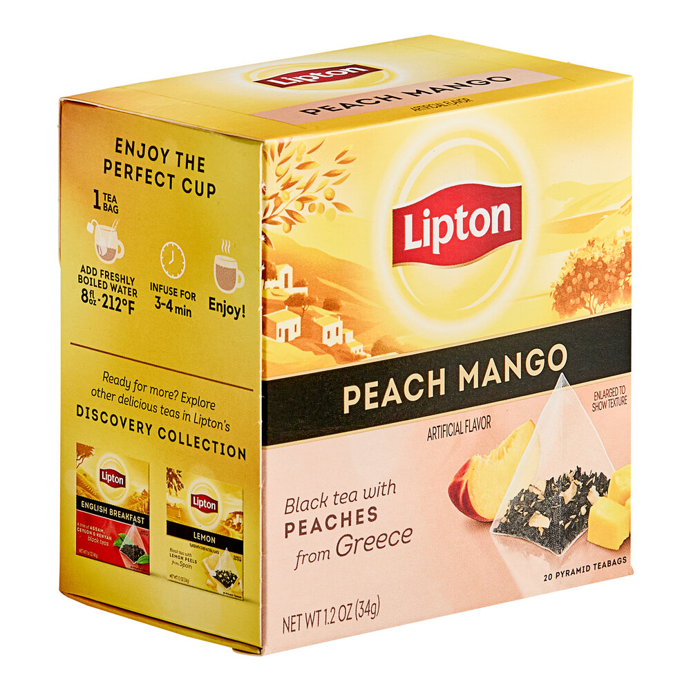 Lipton Peach Mango Black Pyramid Tea Bags - 80/Case