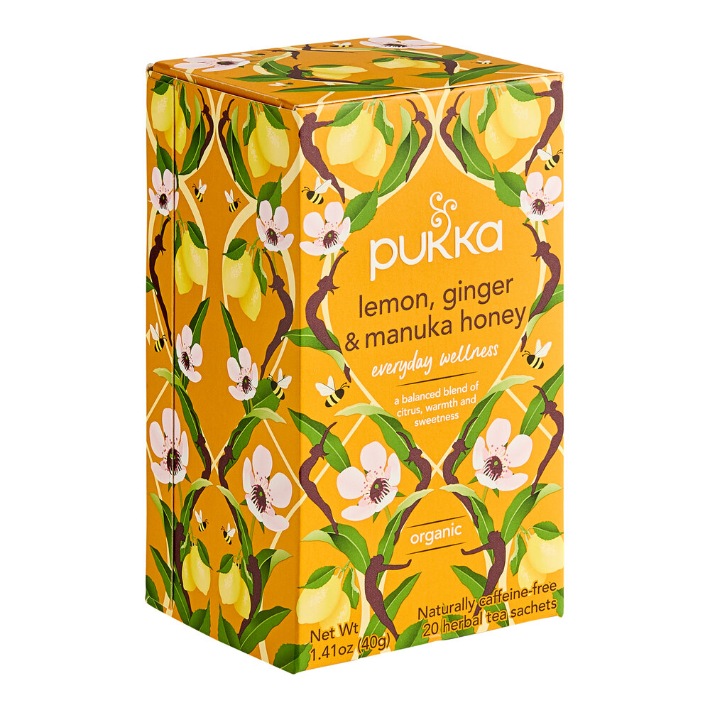 Pukka Organic Lemon, Ginger, and Manuka Honey Herbal Tea Bags - 20/Box