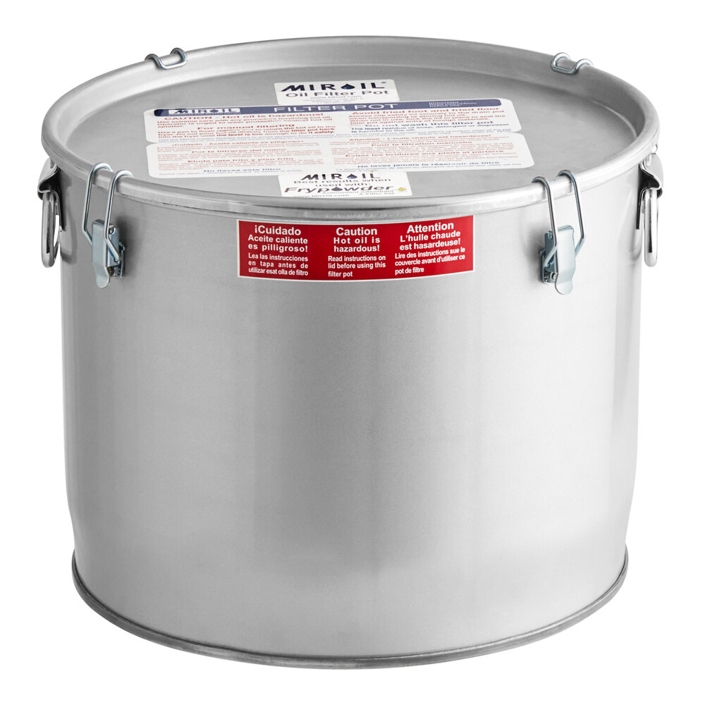 MirOil 40L 5 Gallon Enameled Steel Grease Bucket / Fryer Oil Filter Pot