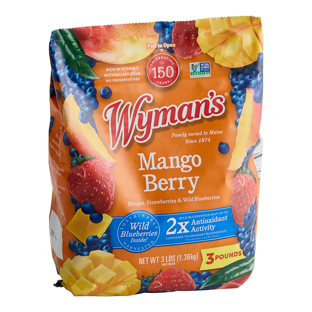 Wyman's Frozen Mango Berry Blend 3 lb. - 6/Case