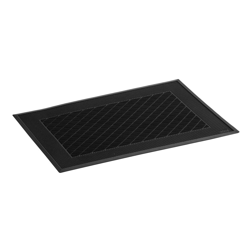 Lavex 2' x 3' Diamond Rubber Scraper / Entrance Mat - 3/8" Thick