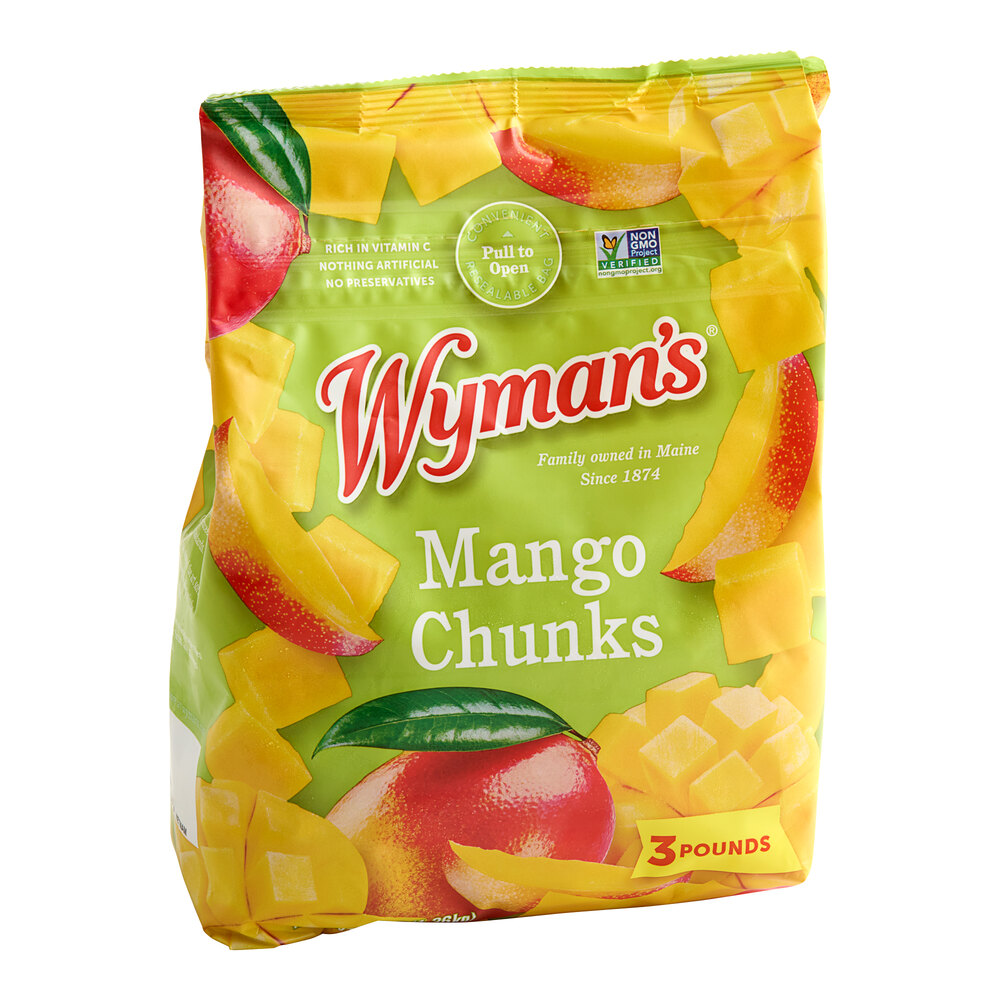 Wyman's Frozen Mango Chunks 3 lb. - 6/Case