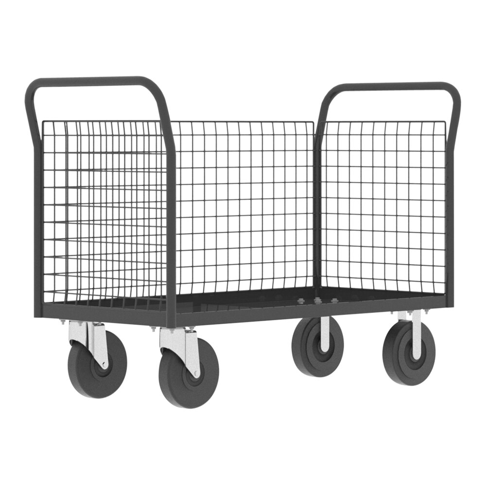 Valley Craft 48" x 24" 2,000 lb. Gray 3-Sided Platform Cage Cart ...