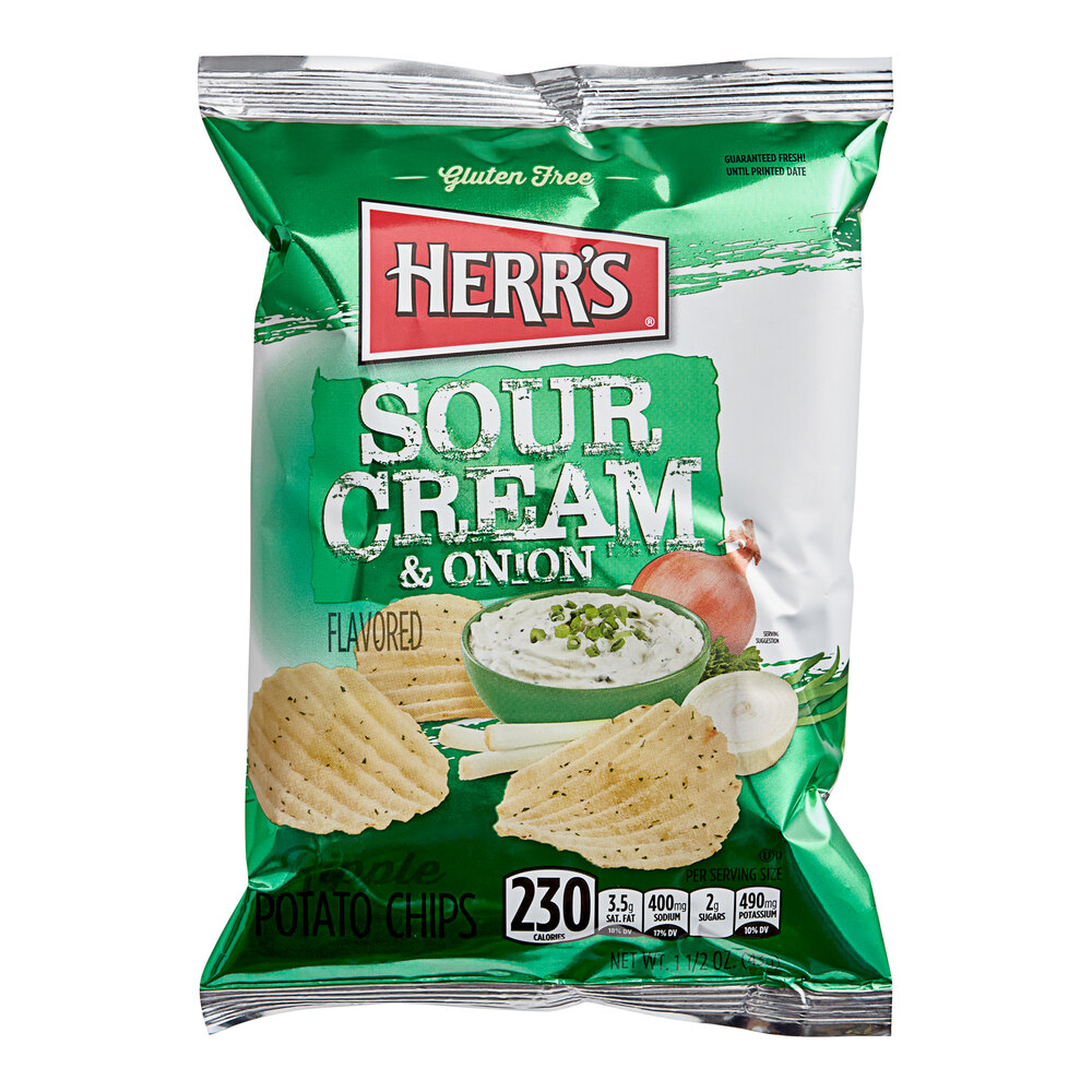 Herr's Sour Cream & Onion Potato Chips 1.5 oz. - 60/Case