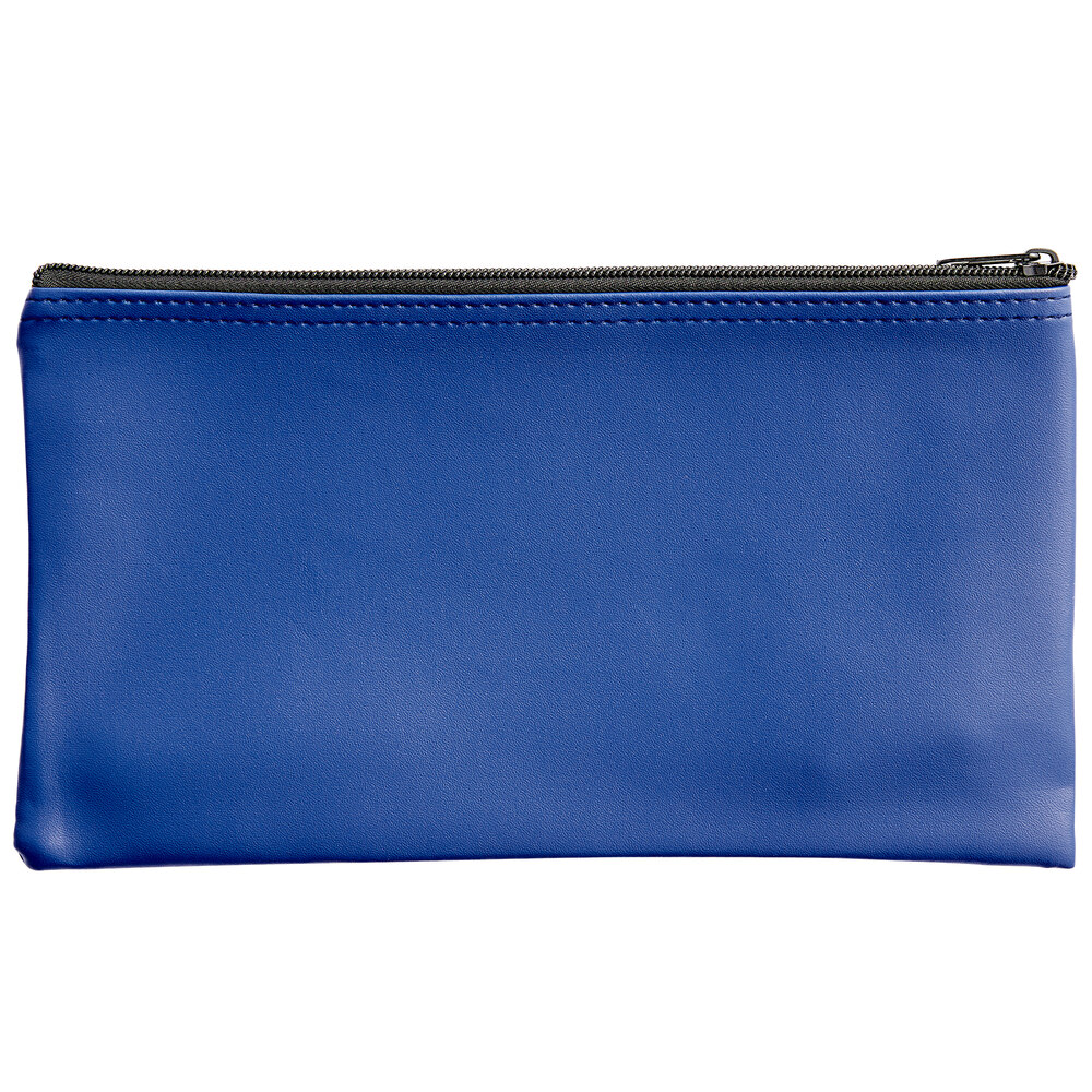Controltek USA 530979 11" x 6" Blue Vinyl Zippered Bank Wallet - 15/Case