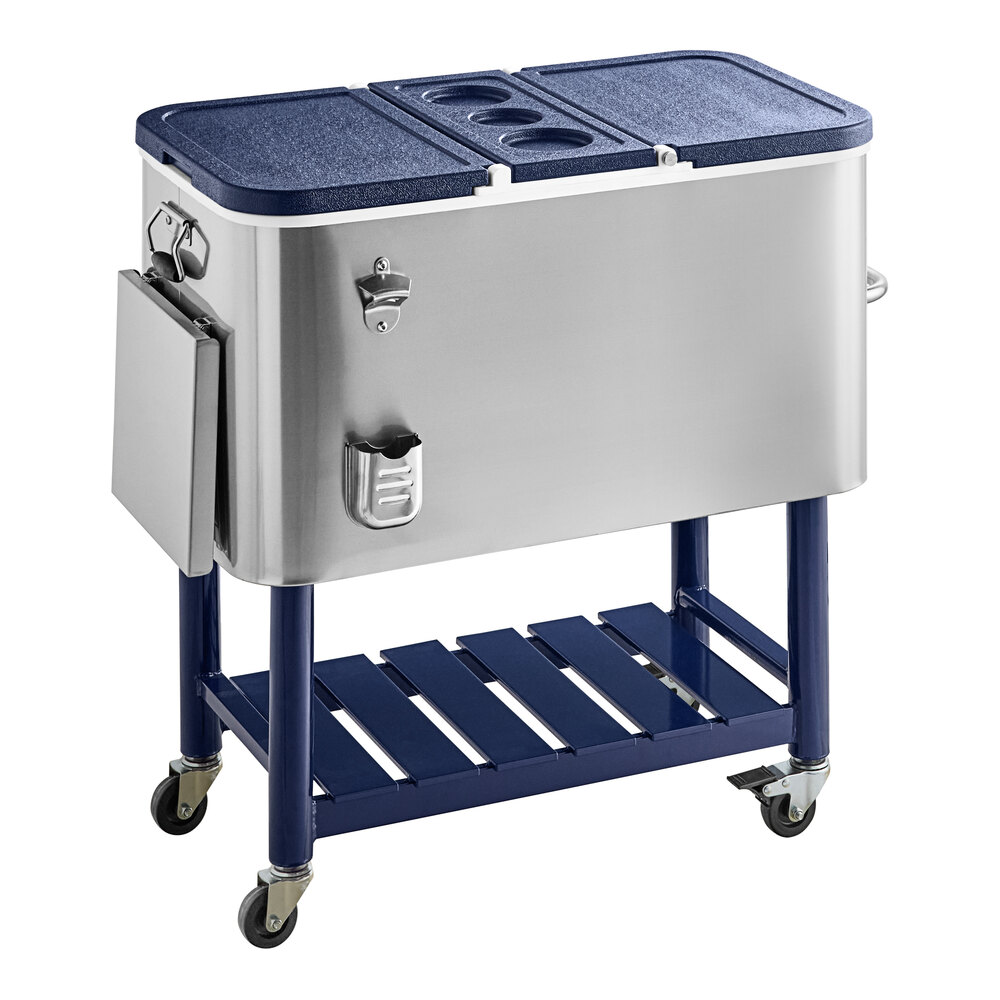 Choice 100 Qt. Stainless Steel Beverage Cooler Cart - 34" x 19 1/2" x ...