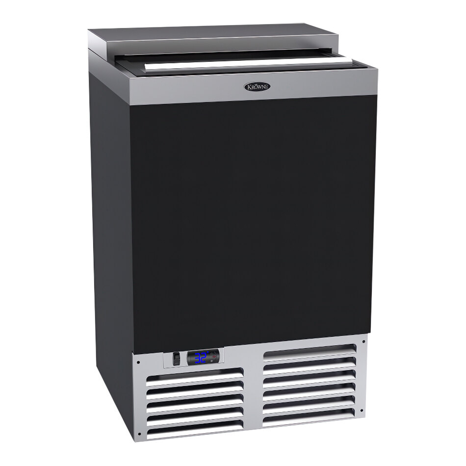 Krowne BC24-BG 24" Black Horizontal Bottle Cooler with Slide Top