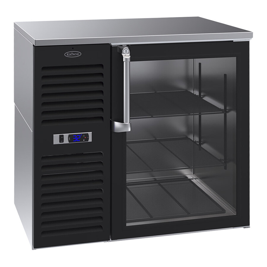 Krowne BS36L-GSS-R 36" Black Glass Door Back Bar Refrigerator with ...