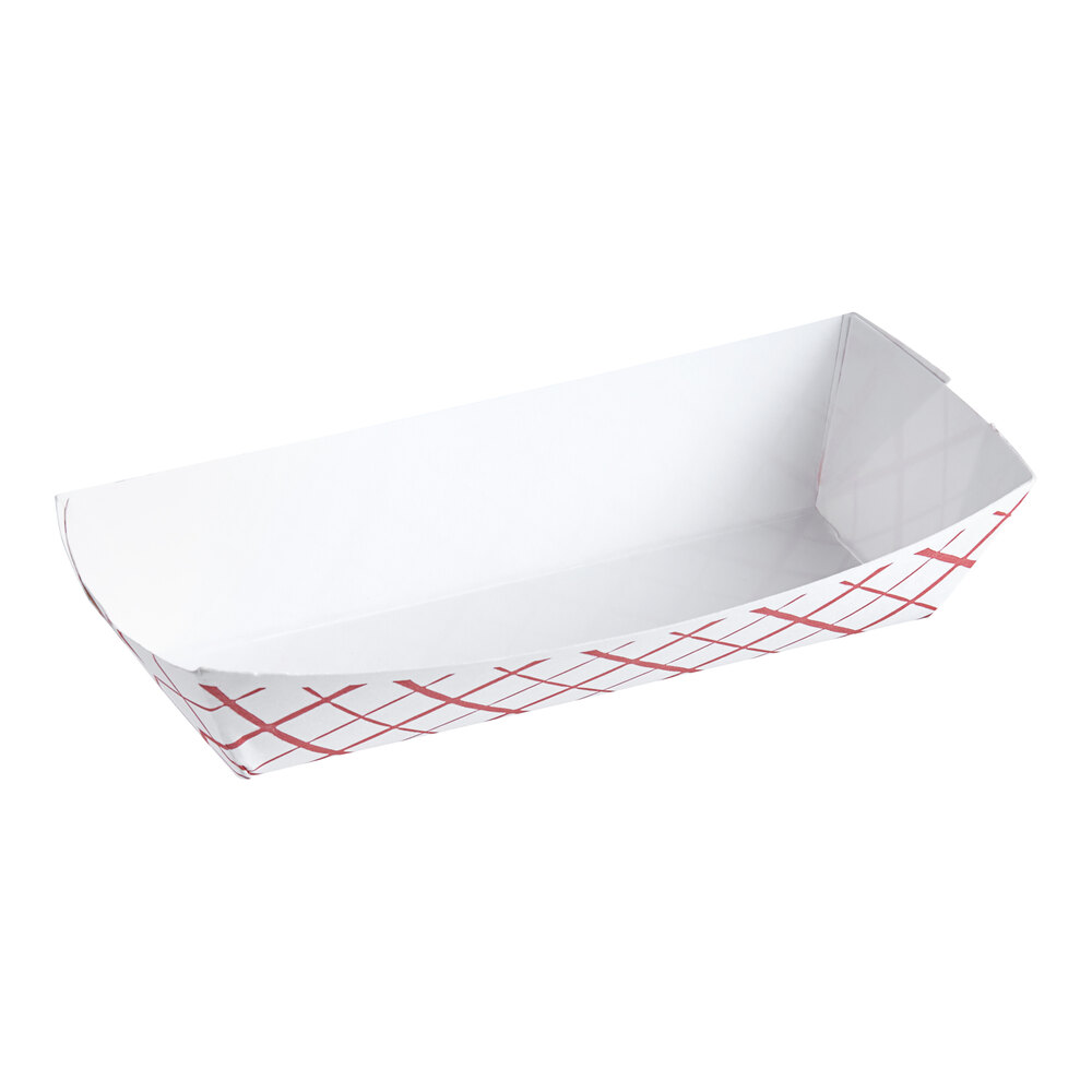 Southern Champion 7" x 2 3/4" x 1 1/2" Red Check Paper Hot Dog Tray ...